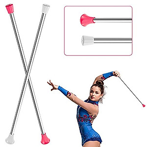 2 Pieces Twirling Batons Unisex Kids' Gymnastics Twirling Baton Dance Baton for Talent Shows, Artistic Dancing, Baton Twirling, Pink, White