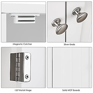 FOTOSOK Bathroom Storage Cabinet, Floor Storage Cabinet with 2 Doors and Shelves for Living Room, Bedroom, Kitchen and Office, White