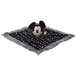 Disney Mickey Mouse Lovey Security Blanket, Navy/Grey 12x12 Inch (Pack of 1)