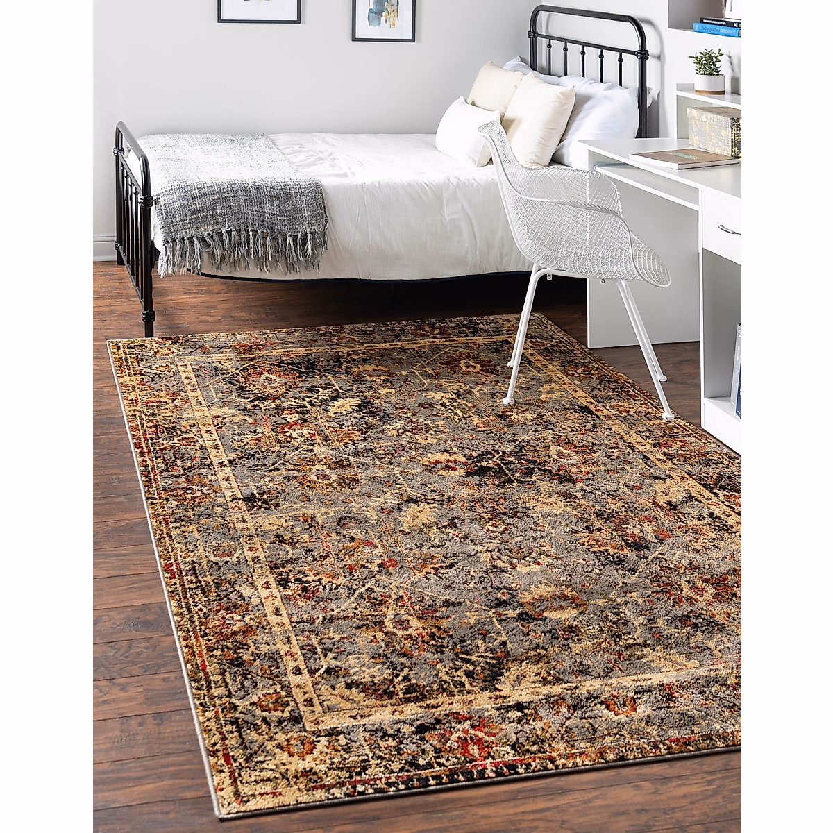 Unique Loom Saturn Collection Area Rug - Ion (5' 3" x 7' 10" Rectangle, Blue/ Black)