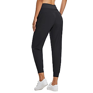 BALEAF Women's Joggers Lightweight Hiking Pants High Waist 5 Zipper Pockets Quick Dry Travel Athletic UPF50+ Black S