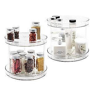 2 Tier Lazy Susan - 2 Pack 360 Degree Rotating Spice Rack - Turntable Cabinet Organizer for Cabinet, Fridge, Kitchen, Bathroom, Vanity Display Stand (2pack-9in)