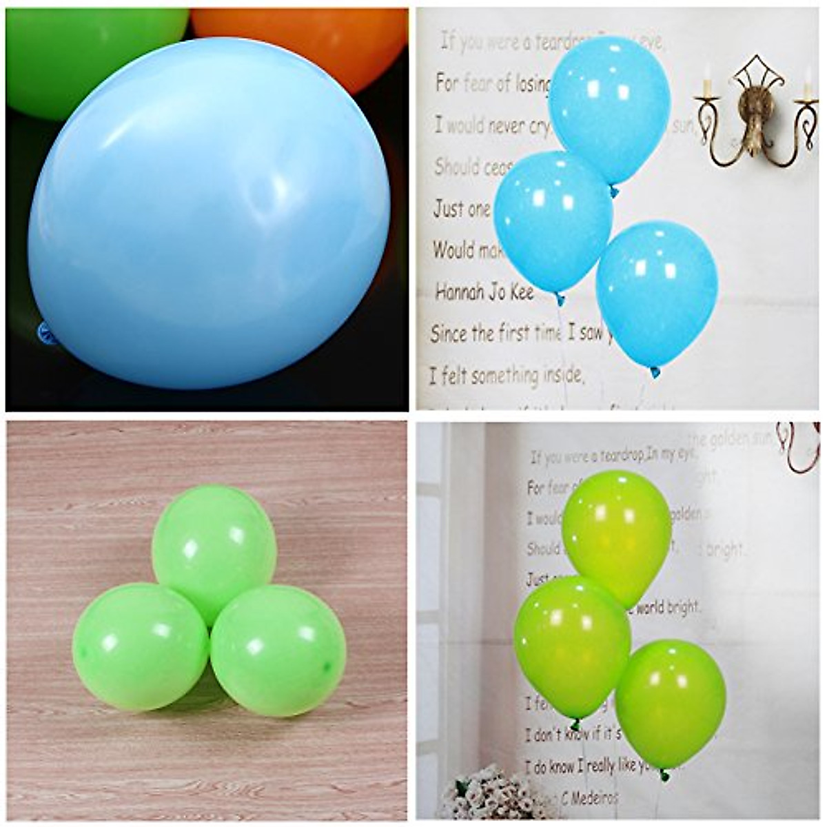 KUMEED Sky Blue Green Balloons 12" Latex Balloons Vivid Bright Color Balloon Globos Party Birthday Wedding Balloons Pack of 100