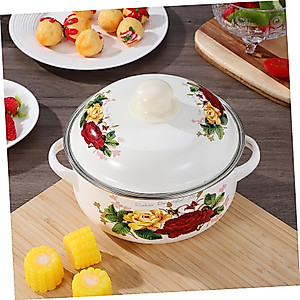 Kichvoe Enamel Soup Pot Cooking Pot Enamel Stew Pot Multi-Functional Pot Binaural Stew Pot Practical Stock Pot Thicken Stockpot Pot for Home Cooking Utensil Binaural Soup Pot