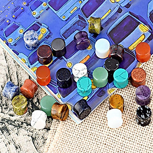 Longbeauty 20/30 Pcs Set Mixed Stone Saddle Double Flared Ear Tunnels Expander Plugs Stretcher (3/4"(20mm)-15Pairs)