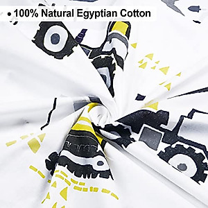 PHF 100% Cotton Crib Sheets Fitted 2 Pack, Soft Breathable Comfortable Baby Sheet Set for Boys Girls, Premium Crib Sheets Fits Standard Crib and Toddler Mattress 28in x 52in, Construction Cars