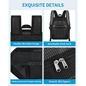 Lyingflat Mesh Backpack with Inner Compartment, Large Heavy Duty Mesh Bookbag with Padded Shoulder Straps for Travel Swimming Hiking Beach - Black