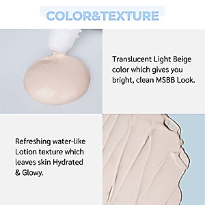 numbuzin No.1 Pure Glass Clean Tone Up | Brightening, Hyaluronic Acid, Glossy Finish, Tinted, Light Beige Color | 1.69 fl oz