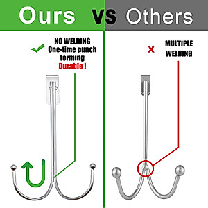 SayHi2U Double Towel Hook, Over Door Metal Hanging Holder for Bathroom, Fit 1-½" to 1-¾" Internal Door, EVA Anti-Slip Adjustment Pad (Black, 2 Pack)