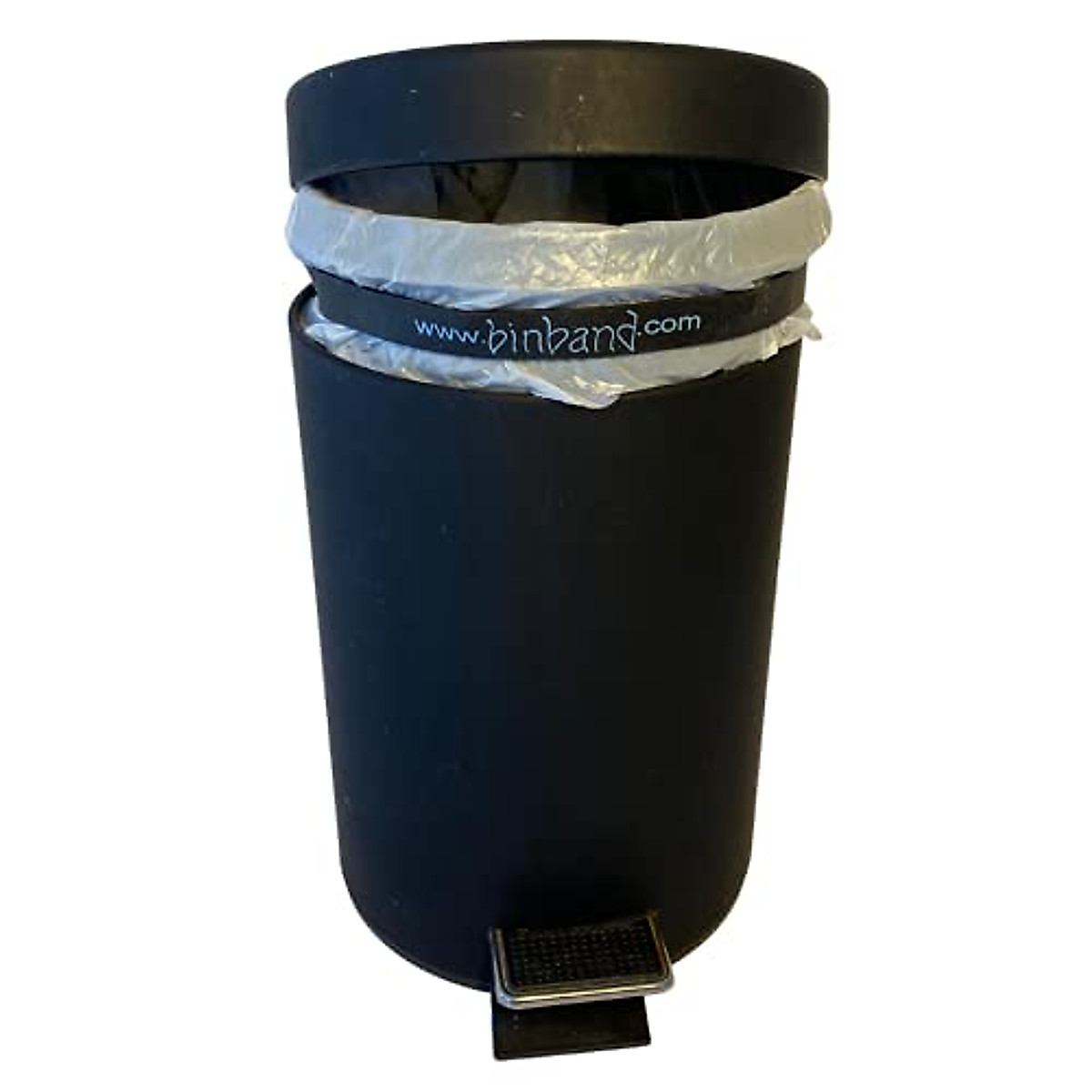 Binband – rubber bands for holding rubbish bin liners in place, re-usable elastic bands for trash cans, 8” (20cm) flat length, quality, pack of 2 black elastic loops