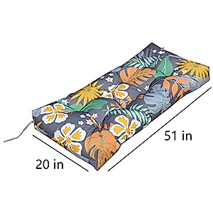 Outdoor Waterproof Bench Cushion, 51"x20", Flower Swing Cushion Patio Furniture Cushions 3 Seater, for Garden Patio Furniture Lounger Bench (Flower, 51x20 in)