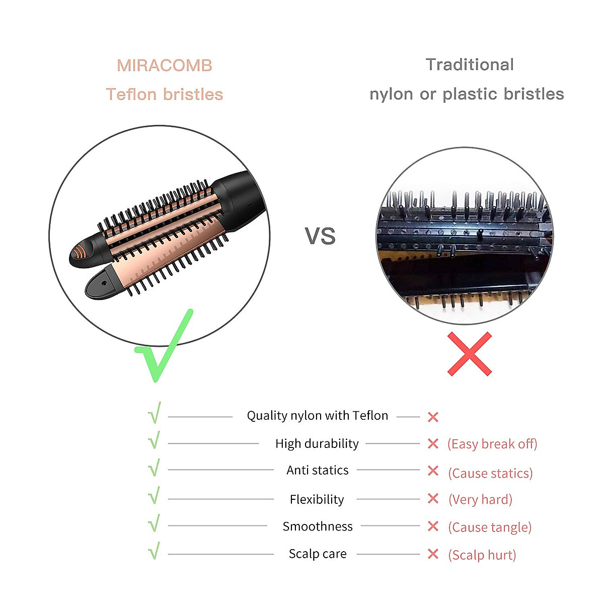 MIRACOMB 3-in-1 Hair Straightener Curling Iron 1.25 Inch Tourmaline Ceramic Flat Iron - Ionic Hot Brush Styler - Anti Scald Curler for Straightening & Curling, 5 Temp Settings (Package May Vary)