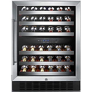 Summit SWC530BLBISTADA 24"" Wine Cooler with 46 Bottle Capacity Digital Thermostat Factory Installed Lock in Stainless Steel