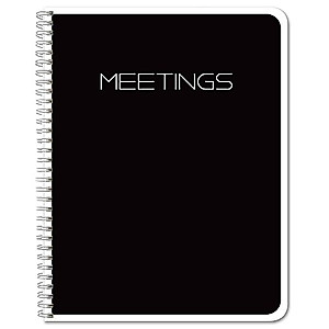BookFactory Meeting Notebook/Meeting Book for Work- Black 120 Pages (Ruled Format), 8.5in x 11in, Wire-O Bound (MTG-120-7CW-A-(Meetings-K)-MX)