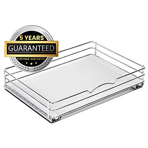 Pull Out Cabinet Organizer for Spices, Cans - Heavy Duty with Lifetime Limited Warranty- Pull Out Spice Rack- Cabinet Pull Out Shelf for Cans,Dishes, Etc, 14-3/8"Wx 10-1/2"D x 2-3/4” H, Chrome