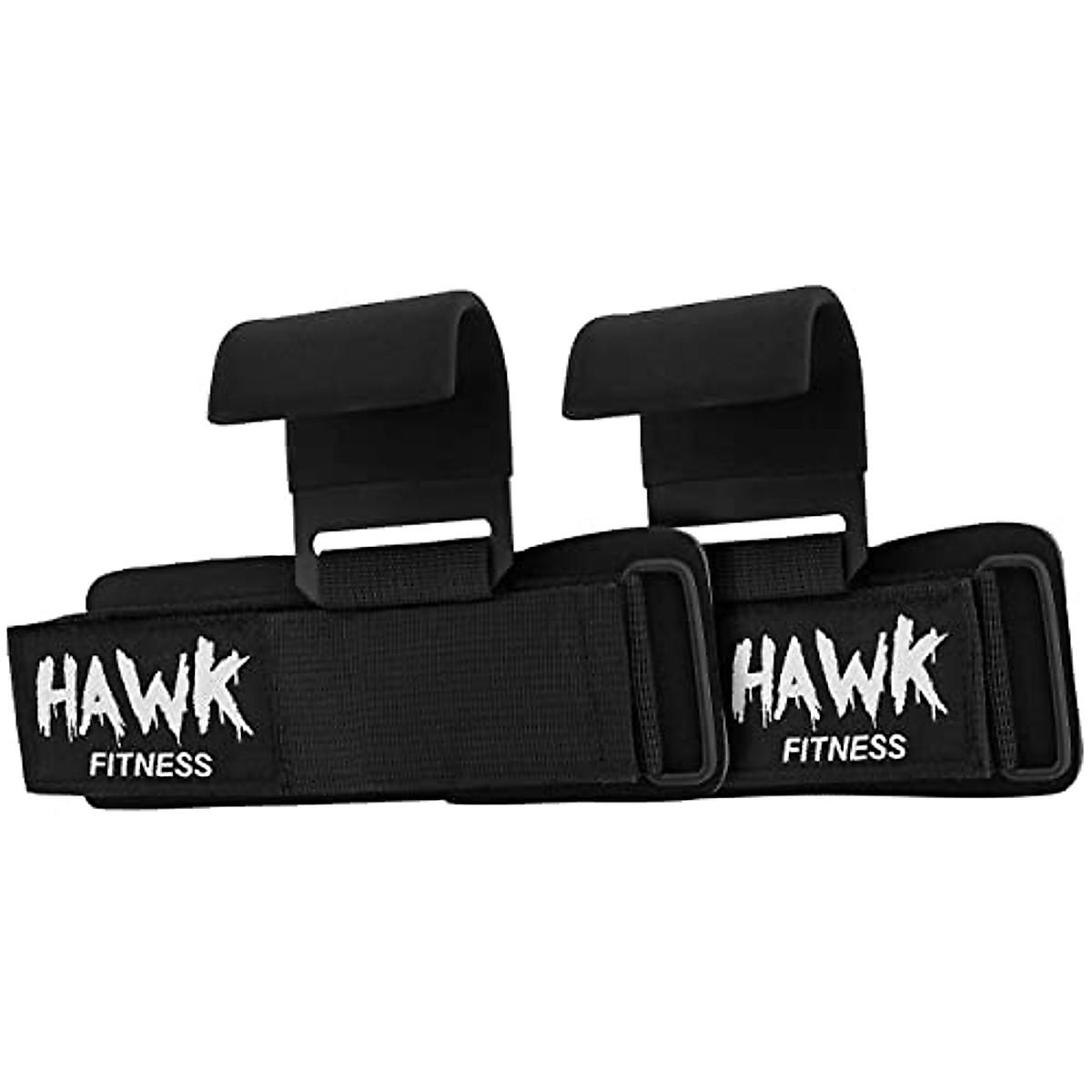 HWK Sports Weightlifting Hooks with Wrist Straps for Men & Women, Black, Padded Lifting Hooks with Heavy Duty Lifting Straps Ideal for Weightlifting, Bodybuilding & Powerlifting Weights up to 700lbs