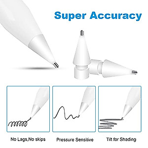 4PCS Upgraded Pencil Tips for Apple Pencil, WONLEED Well Precision Control Apple Pencil 2nd 1st Generation Tips,Fine Point Replacement Nibs Compatible with Apple 1st 2nd Gen iPad Pro Pencil,White