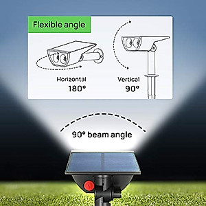 Linkind StarRayS 12 LEDs Landscape Solar Spotlights, Solar Powered Dusk-to-Dawn Outdoor Garden Lights, 350LM 3000K Warm White, IP67 Waterproof for Garden Yard Patio Driveway Porch, 2-Pack