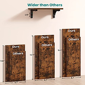 EZFurni Set of 3 Wider Floating Shelves, Wall Mounted Shelves for Wall Decor, Solid Wall Shelves for Bedroom, Customized Floating Shelves Bathroom, Kitchen, Versatile Wood Shelves, Rustic Brown