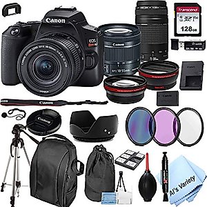 Rebel SL3 DSLR Camera with 18-55mm f/4-5.6 is STM Zoom Lens + 75-300mm F/4-5.6 III Lens + 128GB Card, Filters, 2X Telephoto Lens, HD Wide Angle Lens, Hood, Lens Pouch, and More (28pcs)