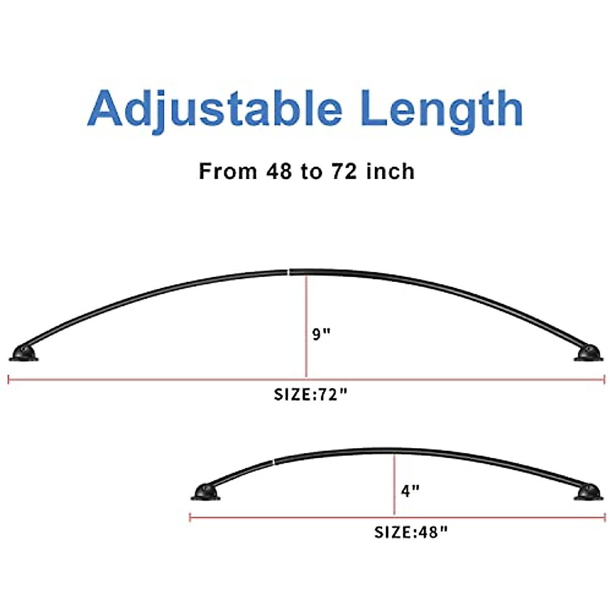 TENOVEL 12 pcs Black Double Sided Shower Curtain Hooks Black & Black Curved Shower Rod