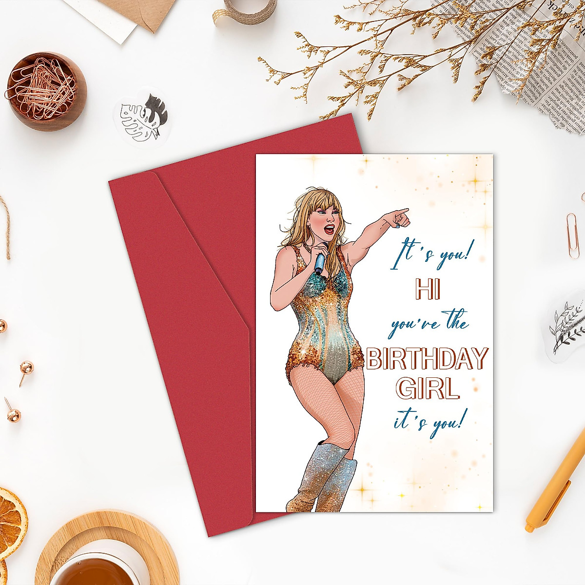 Inbufruy Funny Birthday Card for Her, Happy Birthday Card Gifts for Sister Niece Daughter Best Friend, It's You Hi You're The Birthday Girl It's You