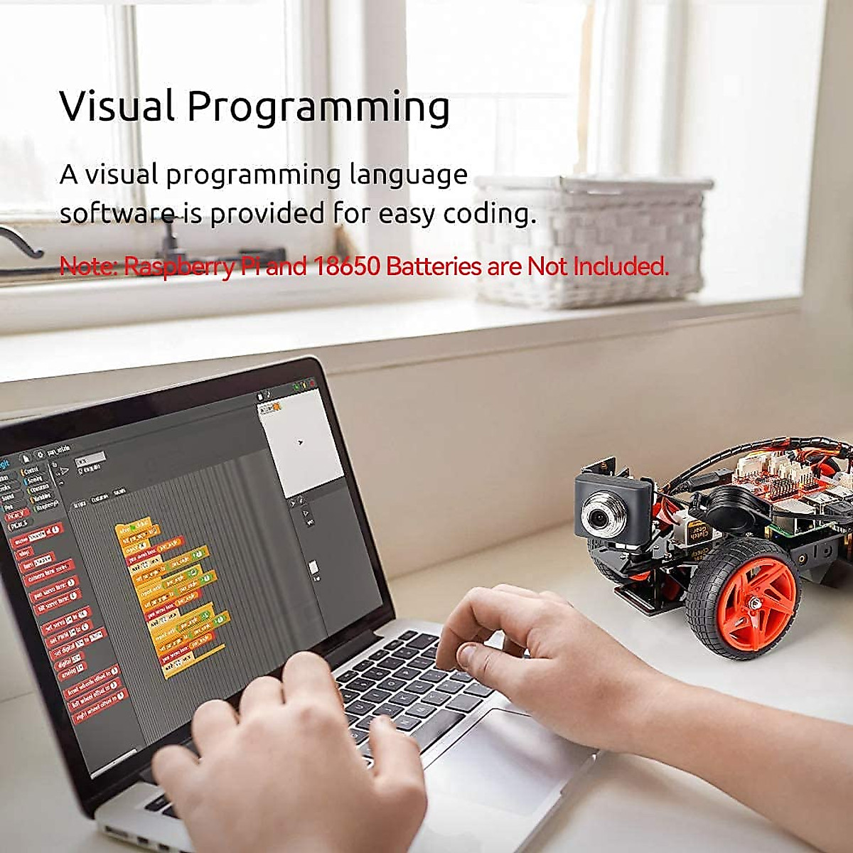 SunFounder Smart Video Car Kit V2.0 PiCar-V Robot Kit for Raspberry Pi 4 Model B 3B+ 3B Graphical Visual Programming Language, Video Transmission, Remote Control by UI on Windows Mac Web Browser