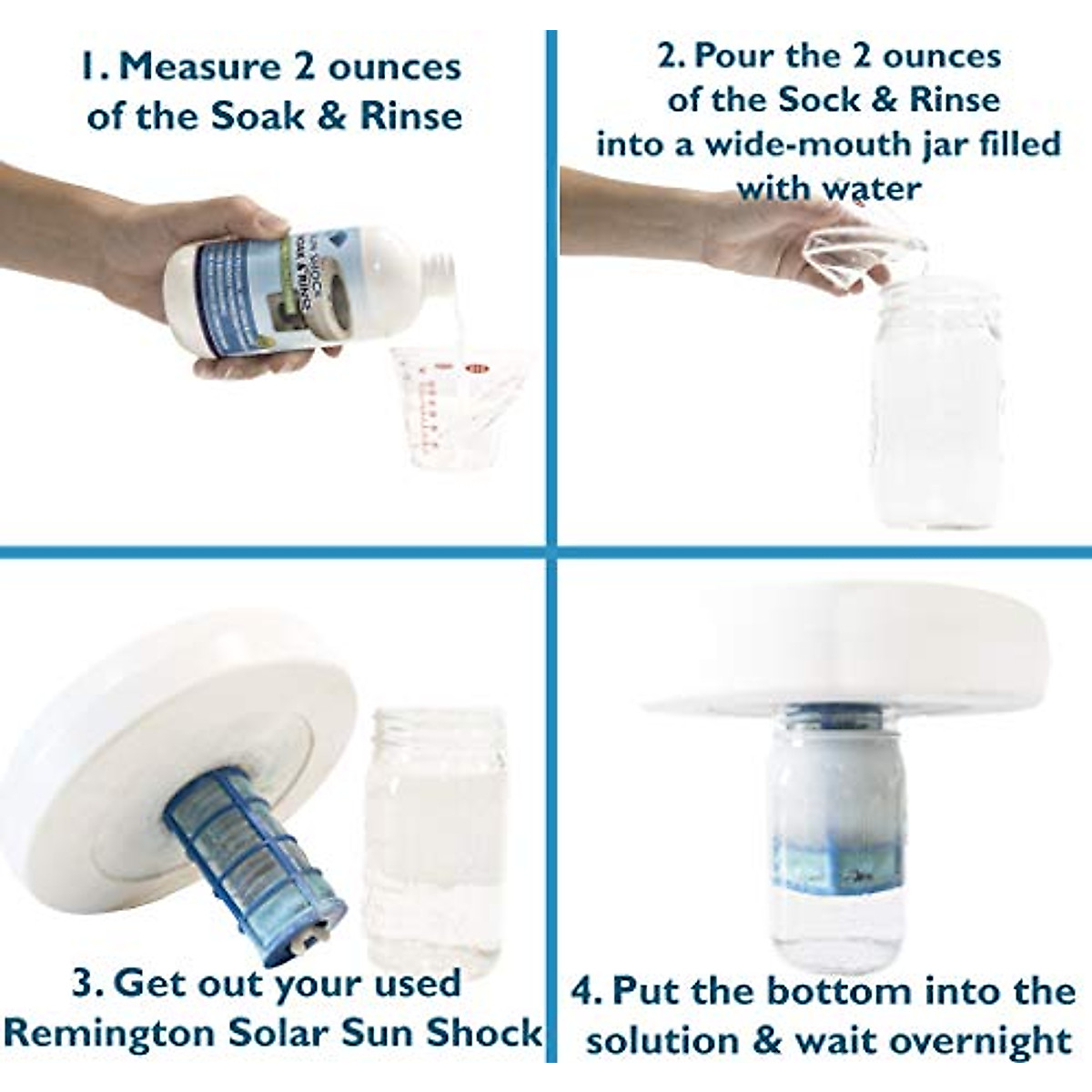 Copper Anode, Basket, and Coil Cleaner - Easy to Use, Prolongs The Electrode (8oz) - Cleans Your Solar Pool Ionizer's Basket and Electrode, All at Once - Sun Shock Soak and Rinse