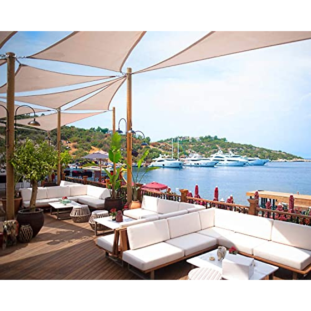 12'x12'x12' Triangle Beige Sun Shade Sail Canopy UV Block Awning for Outdoor Patio Garden Backyard