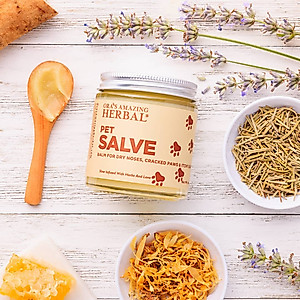 Pet Salve, Dog Paw Balm, Dry Noses Cracked Paws, Hot Spots, Itchy Ears, Lightly Scented with Lavender Essential Oil and Rosemary, Cruelty-Free, No Tea Tree Oil, Safe for Pets, Ora's Amazing Herbal 4oz