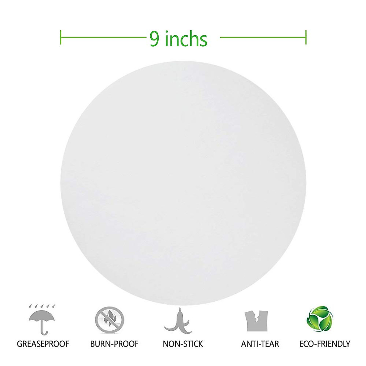 Parchment Paper Baking Circles, 9 inch Diameter Round Non-Stick Parchment Paper Liner for Baking Cakes, Cooking, Dutch Oven, Tortilla Press, Grill, Toaster, Pizza ( 100 Pieces )