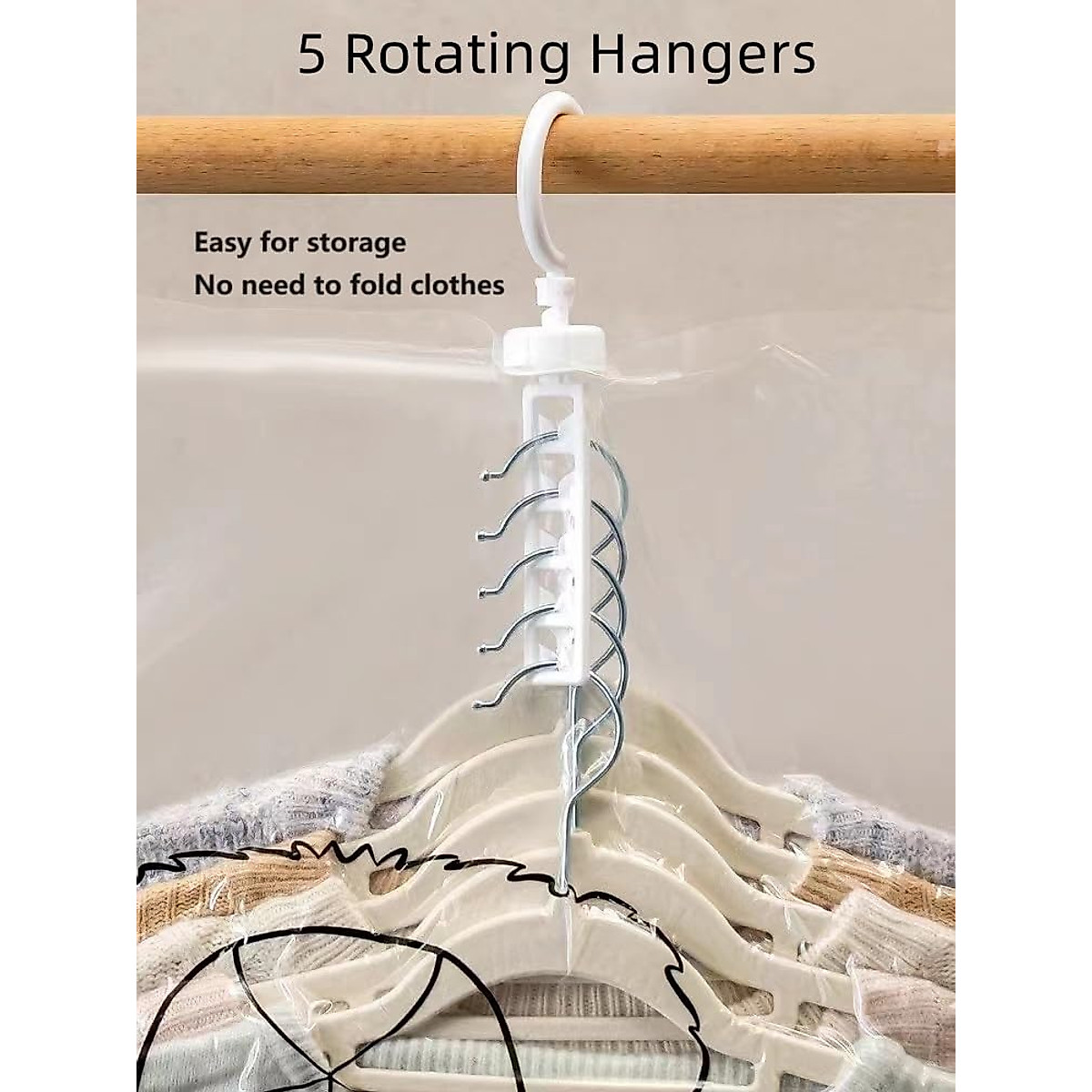 Elebac 6 Long Hanging Vacuum Storage Bags for Clothes, Vacuum Sealer Space Bags for Coat, Jumbo Clothes Protector Compression Bags for Closet Garment