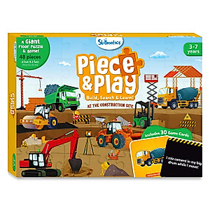 Skillmatics Floor Puzzle & Game - Piece & Play Construction Site, Jigsaw & Toddler Puzzles, Educational Toy, Gifts for Boys & Girls Ages 3, 4, 5, 6, 7 (48 Pieces, 2 x 3 feet)