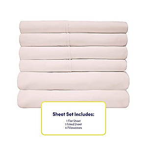 Queen Sheets Pale Pink - 6 Piece 1500 Supreme Collection Fine Brushed Microfiber Deep Pocket Queen Sheet Set Bedding - 2 Extra Pillow Cases, Great Value, Queen, Pale Pink
