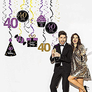40th Birthday Decorations for Women Purple Black Gold 40th Birthday Party Hanging Decor – Women 40th Birthday Party Decorations