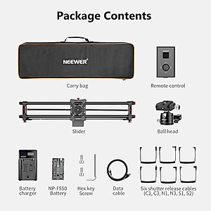 NEEWER Motorized Camera Slider, 31.5"/80cm Carbon Fiber Dolly Rail Slider with Remote Control, Support Video Mode, Time Lapse Photography, Horizontal, Tracking and 120° Panoramic Shooting (VS-80CC)