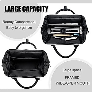 aigorun Laptop Backpack 15.6 Inch Backpack Waterproof Anti Theft Teacher Backpack Nurse Bag Travel Daypack with USB Charging Port for Women (Black)