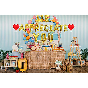 LOONELO We Appreciate You Foil Balloons, 2024 Appreciation Week Hanging Foil Balloons Banner, Thank You Balloons for Wedding Congrats Grad National Nurses Week Happy Retirement Party Decor (Gold)