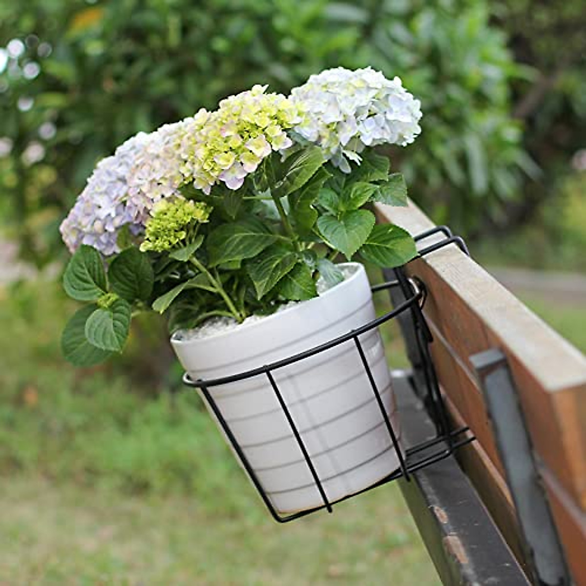 TreeLen 3Pack 10inch Railing Planters Outdoor Balcony Hanging Baskets for Plants Fence Planters Metal Potted Stand Indoor Porch Railing Planters Flower Pot Holder