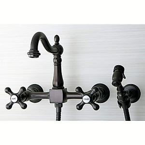 Kingston Brass KS1265AXBS Heritage Bridge Kitchen Faucet, Oil Rubbed Bronze