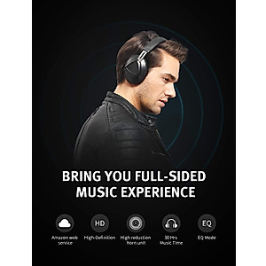 Bluedio TM Bluetooth Headphones Over Ear with Mic, Voice Control Hi-Fi Stereo Wireless Headset Supports Amazon Web Services (AWS) for Travel Work Cellphone, Black