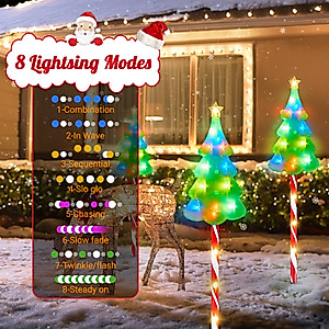 Christmas Decorations Outside Solar Christmas Tree Candy Cane Stake Lights, KOOPER 6 Pack Brighter 102 LED Solar Christmas Pathway Lights Outdoor, 8 Modes Outdoor Christmas Decoration for Xmas Decor