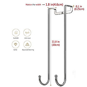 Lunmore Over The Door Hook Length 11.8 inch Heavy Duty Door Hanger for Home Kitchen Office