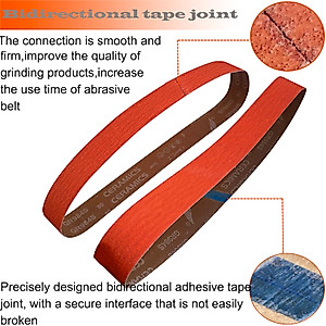 Tonmp 6 Pack 2 x 72 Inch Metal Grinding Ceramic Sanding Belts Kit -1 Pcs Each of 36 40 60 80 100 and 120 Grits Premium Sharpening Sander Belts (2x72 Inch)