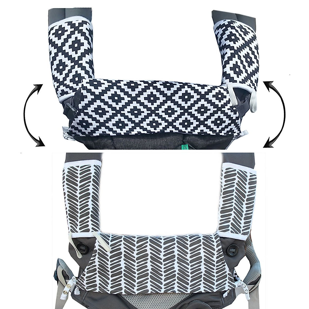 Drool & Teething Pad | Fits All Carriers | Reversible Organic Cotton 3-Piece Set - Ideal for Infant Toddler Girls & Boys [Patent Pending]