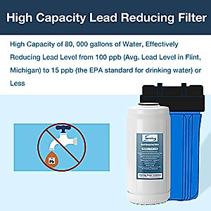 iSpring FCRC15B Lead Reducing Replacement Filter, Ultra High Capacity, 10"x4.5", Fits Whole House Water Filtration System WGB21B-PB, 4.5"x4.5"x10", White