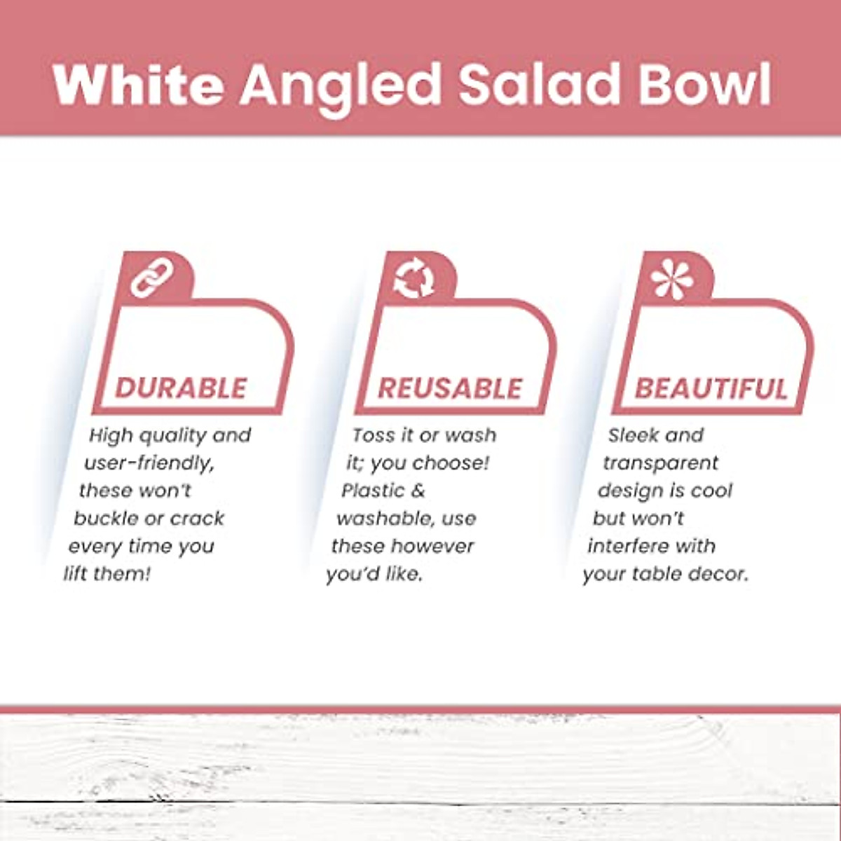 PARTY BARGAINS Angled Plastic Bowls - [5 Pack] White, Heavy-duty Premium Quality Large Serving Bowl, Excellent for Weddings, Baby & Bridal Showers, Parties & More