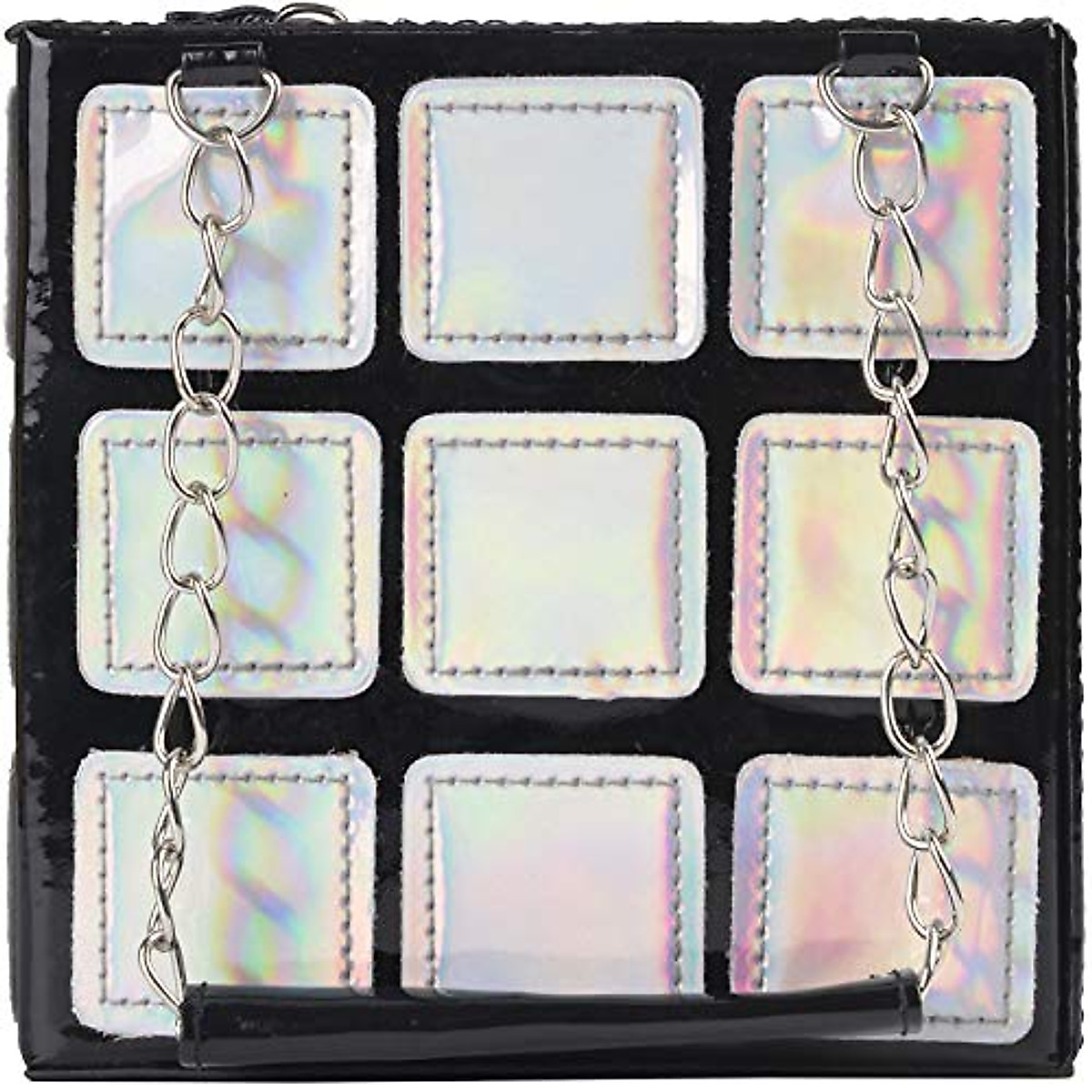 QZUnique Women's Cute Cube Shape Handbag Magic Crossbody Shoulder Bag Clutch Bag Silver With Super Long Shoulder Strap