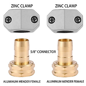 Zinc and Aluminum Female Coupling, Fits All 5/8-Inch and 3/4-Inch Garden Hose Repair Fitting, 2 Pack