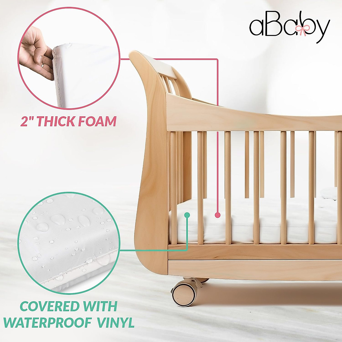 Baby Cradle Mattresses - White Cradle Mattress with Waterproof Vinyl Cover – Durable & Breathable Cradle Mattress (13" x 29")